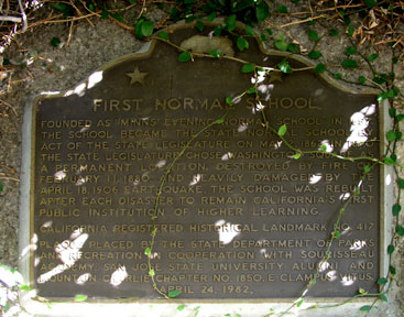 ECV1850 Plaque: First Normal School - SJSU.